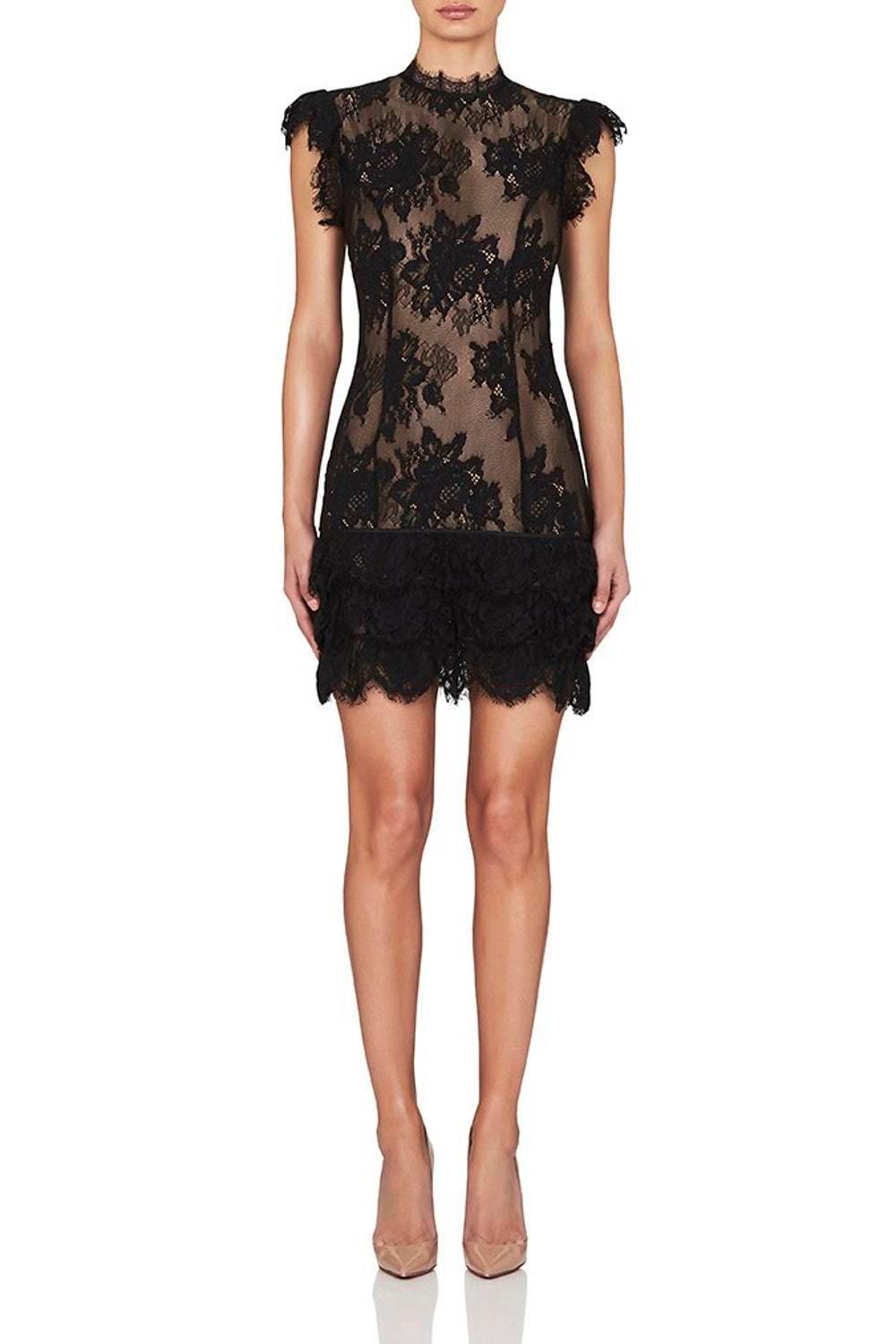 Misha Collection Fiona Mini Lace Dress Black size 8 | The Volte