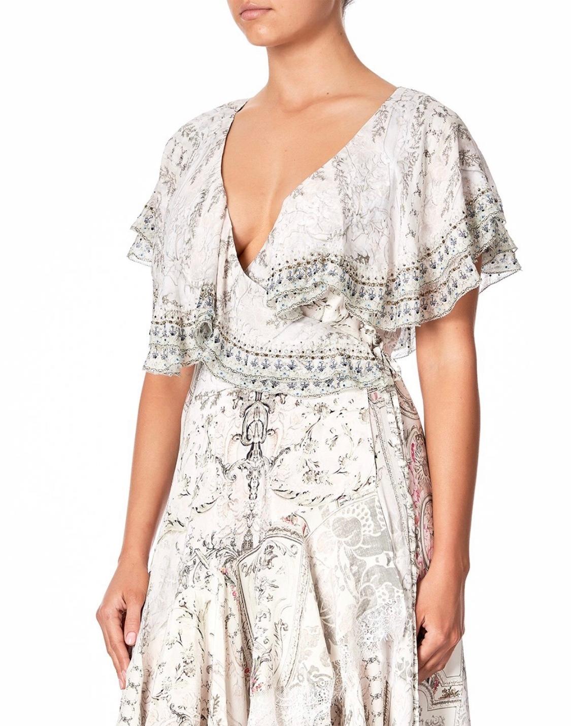 Camilla Crystal Castle Frill Sleeve Long Dress Size Medium | The Volte