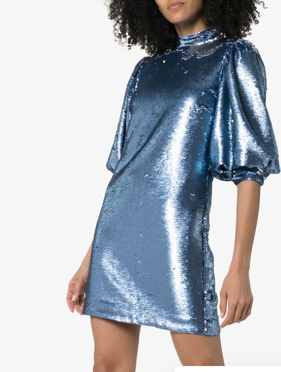 Ganni Sequined Forever Blue Dress Size 10 | The Volte