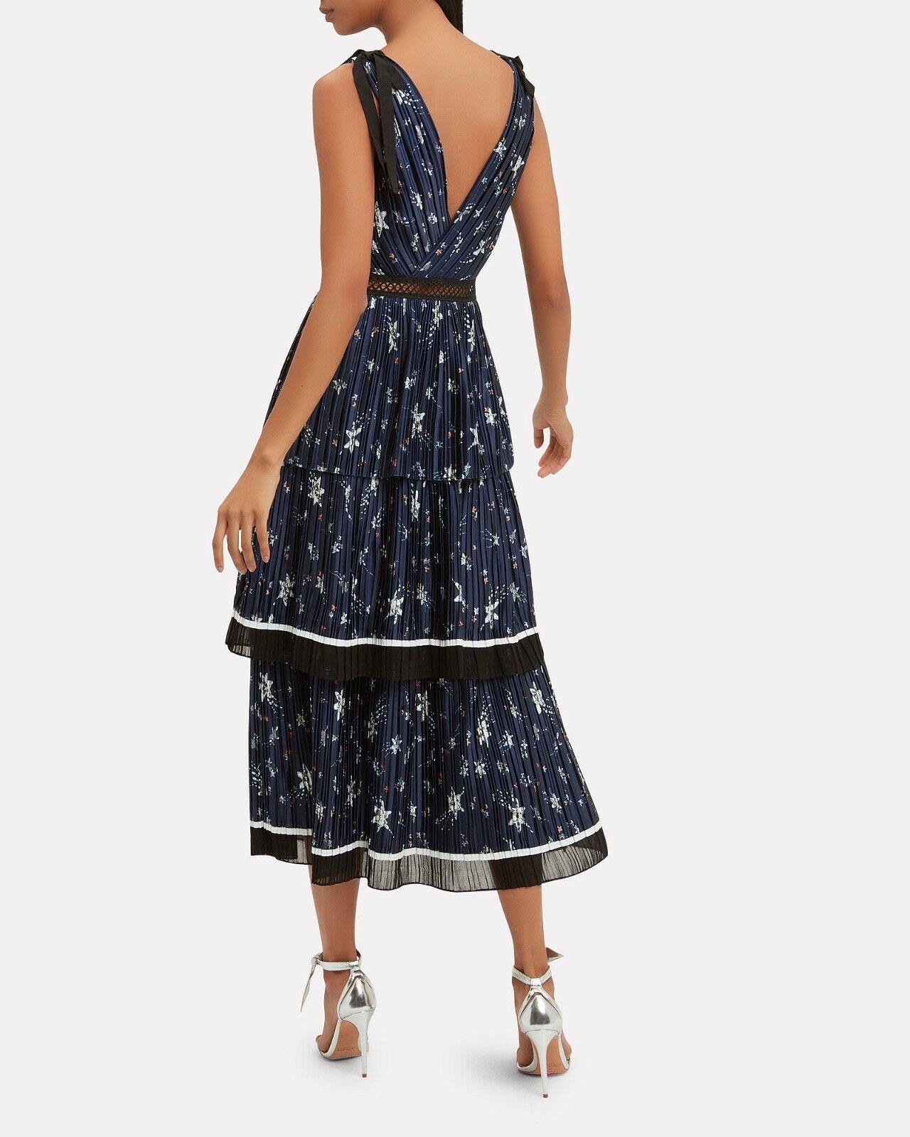Self Portrait Star Satin Printed Midi Dress | The Volte