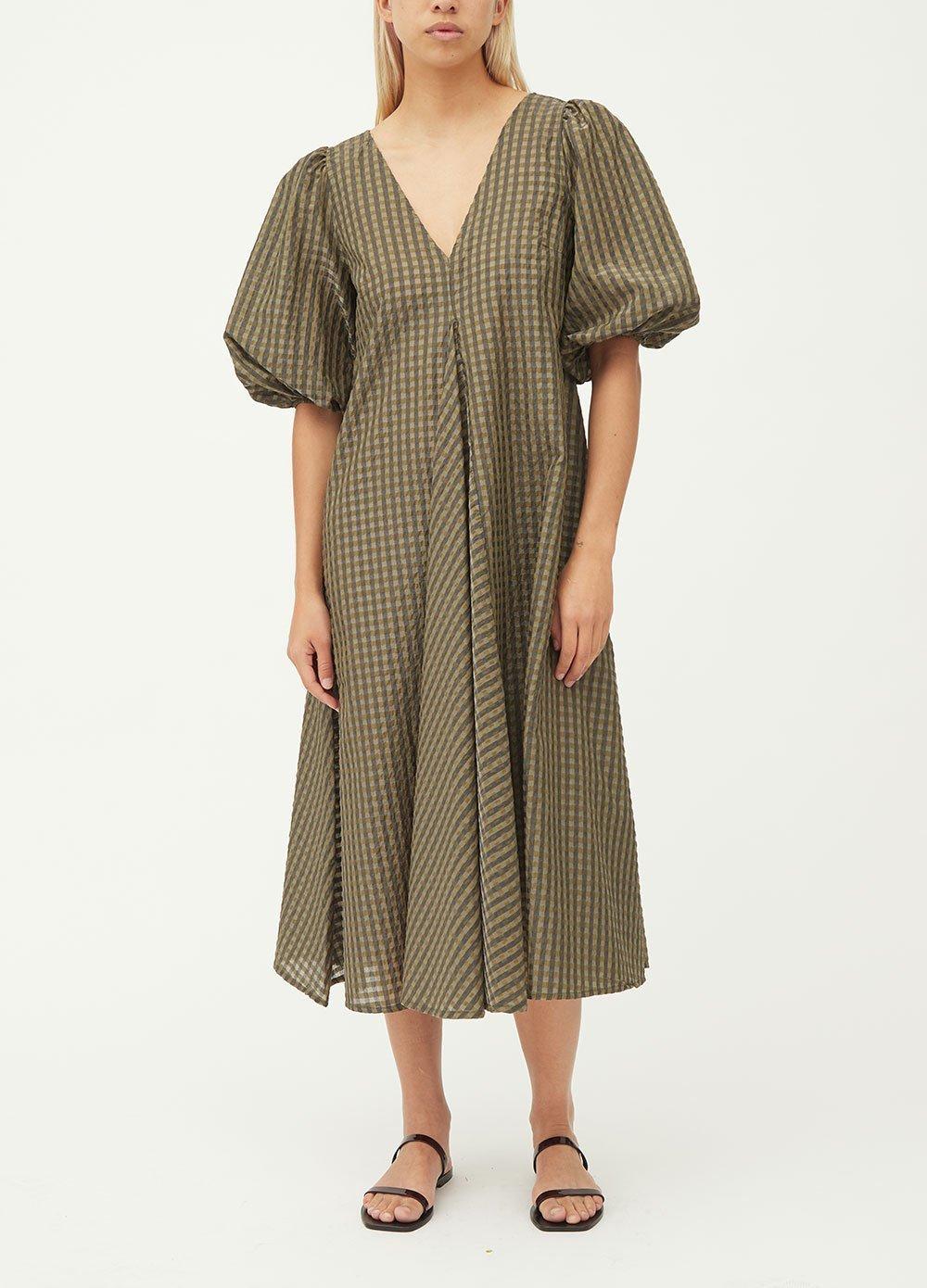 Ganni Seersucker Check Dress Size 40 The Volte