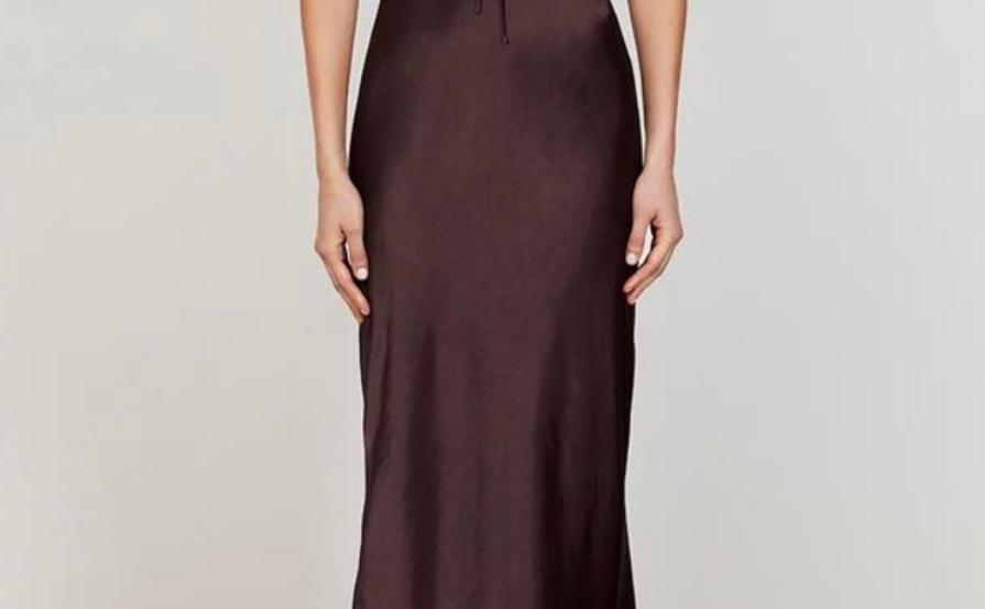 Shona Joy Wright Ruched Bias Slip Dress Chocolate Size 8 | The Volte