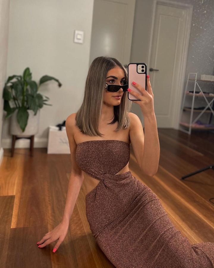 Natalie Rolt Olympia Dress Metallic Brown Size 6 | The Volte