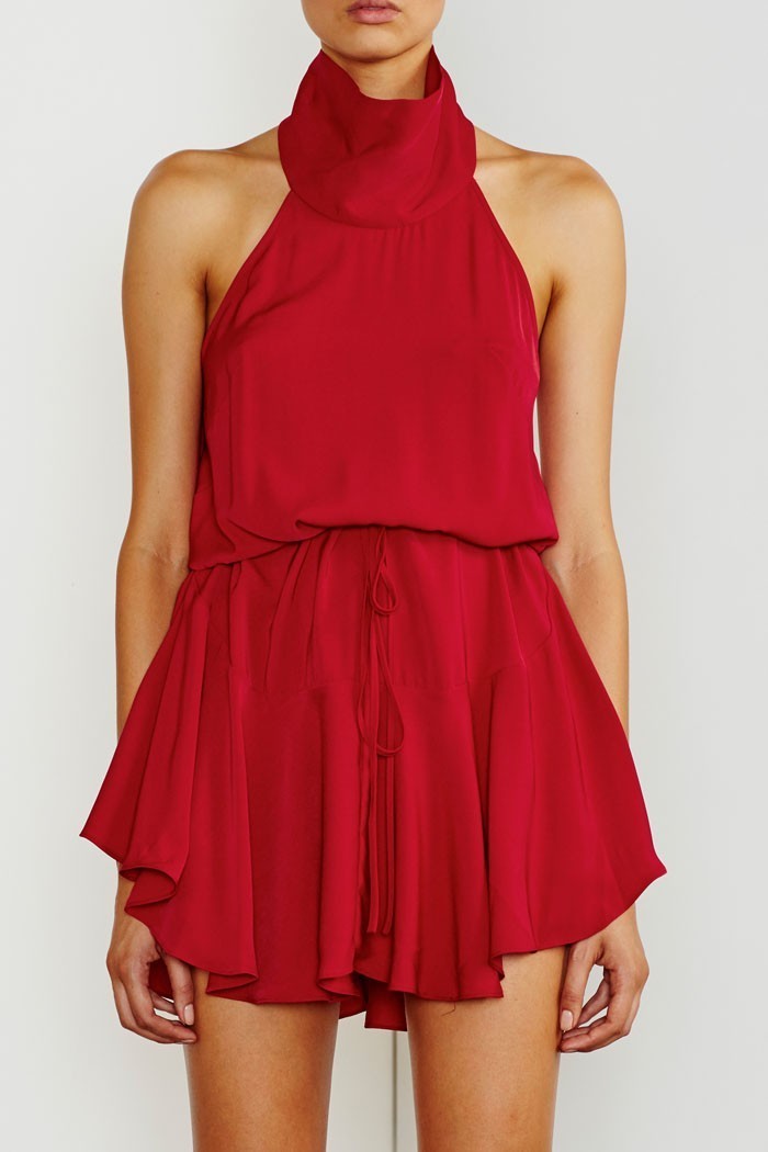 High Neck Drawstring Mini Dress | The Volte