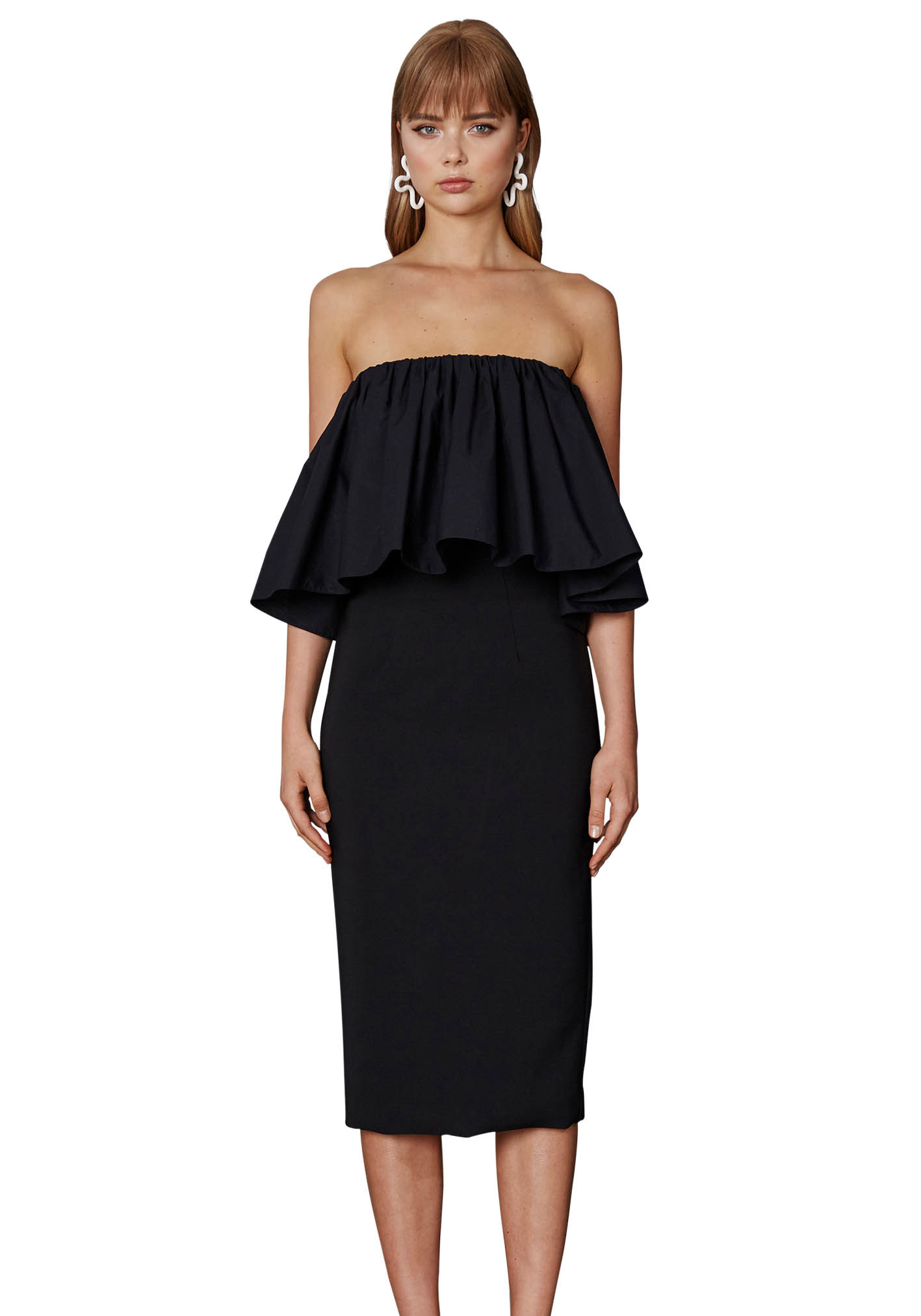 BY JOHNNY COTTON GATHER STRAPLESS DRESS | The Volte